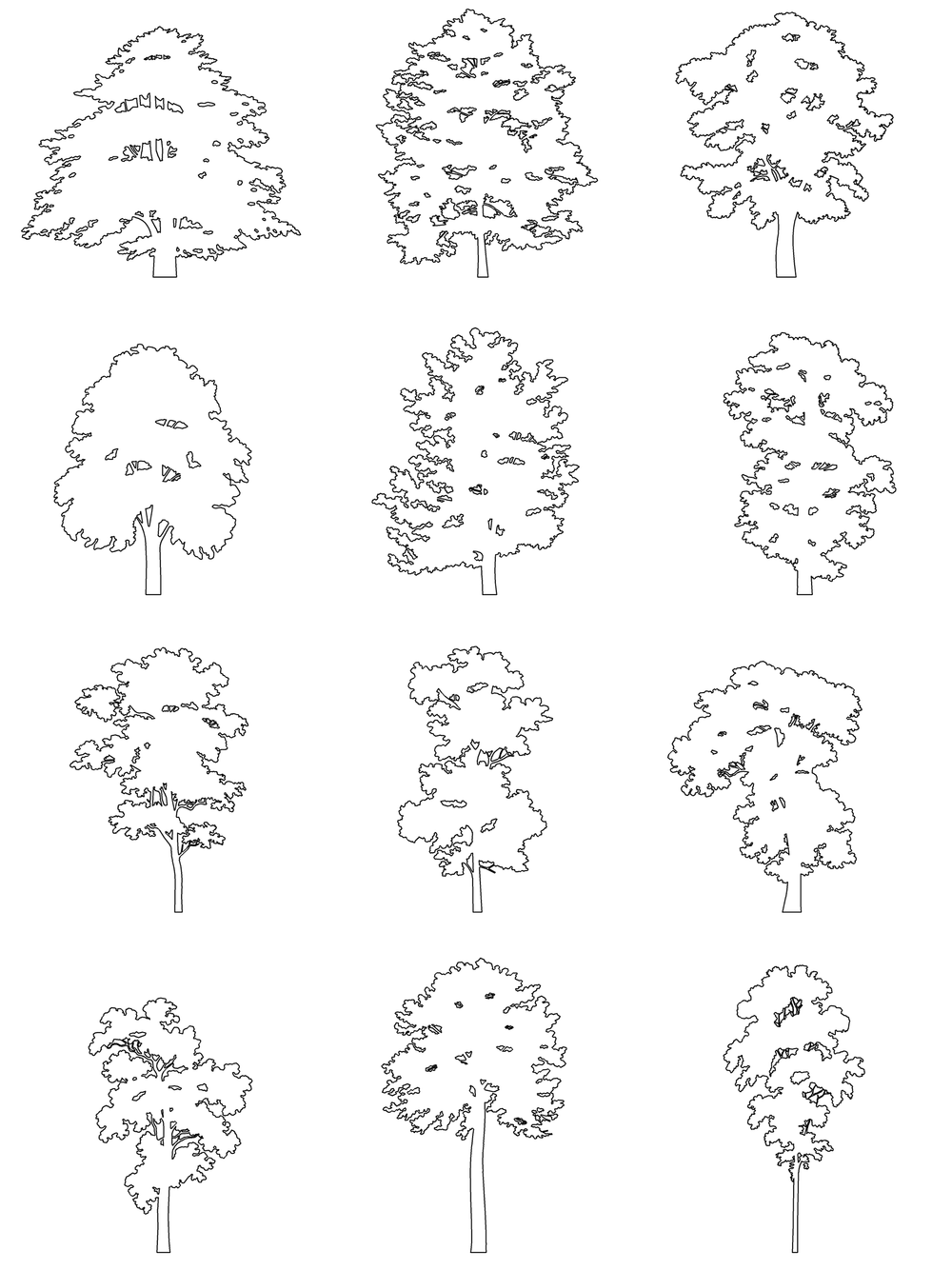 DWG Vectorial 1- Large Trees – Cutout|trees
