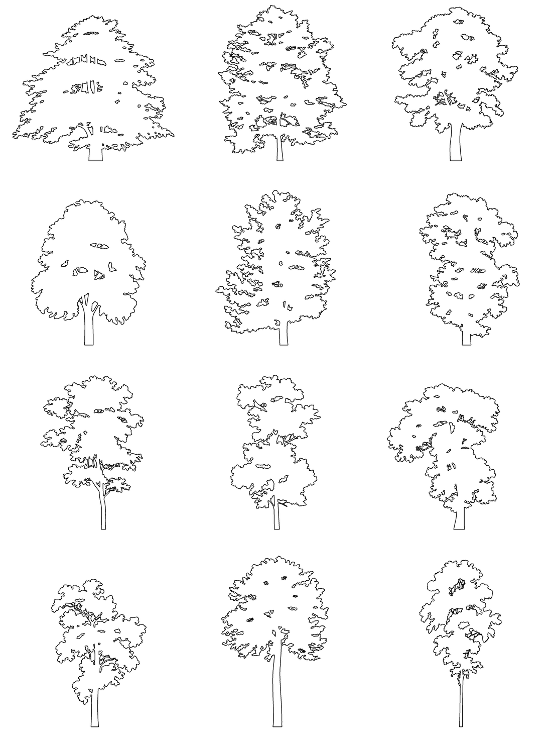 DWG Vectorial 1- Large Trees – Cutout|trees